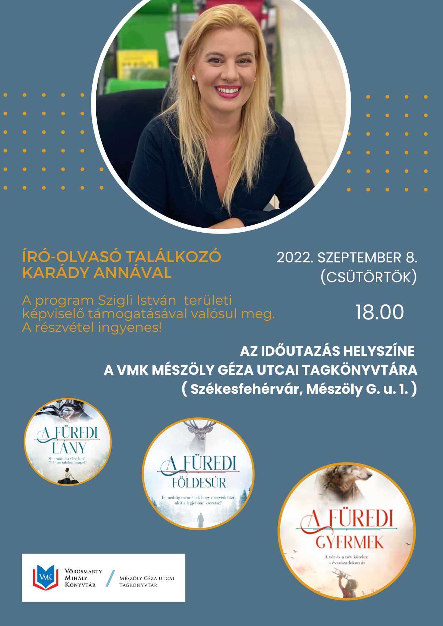 Székesfehérvár Városportál - Karády Anna író-olvasó találkozóval, Csóka ...